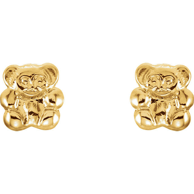 7MM Teddy Bear Stud Earrings in 14K Yellow Gold – A Karat Company